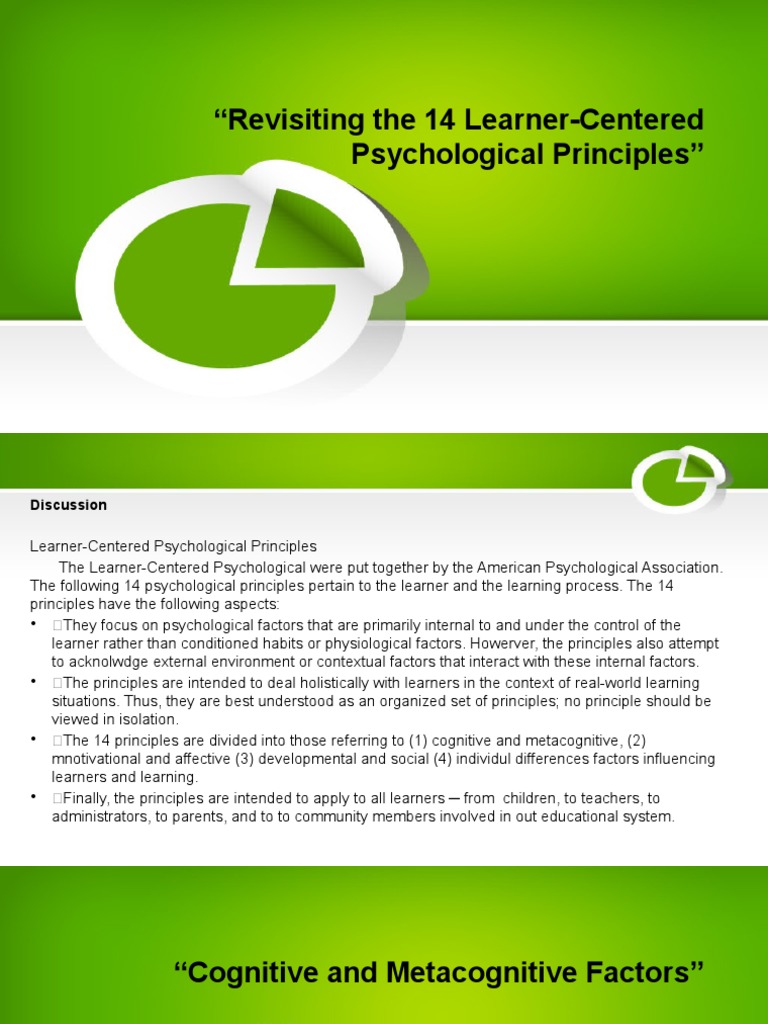 Revisiting the 14 Learner-Centered Psychological Principles | PDF ...
