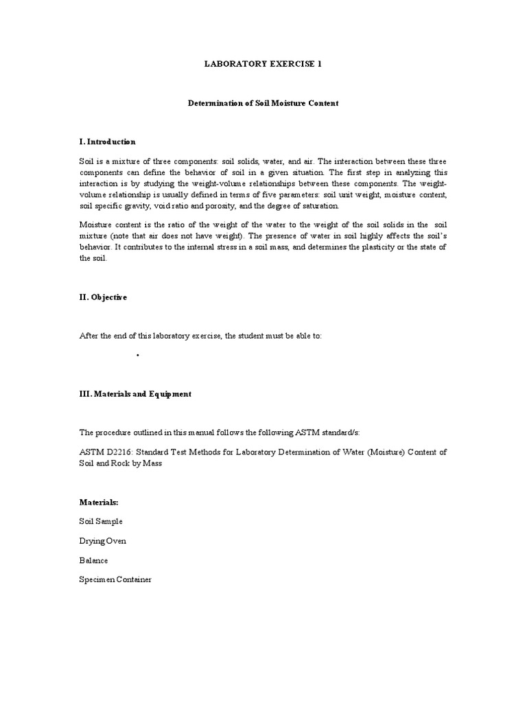 Determination of Soil Moisture Content | PDF | Applied And ...