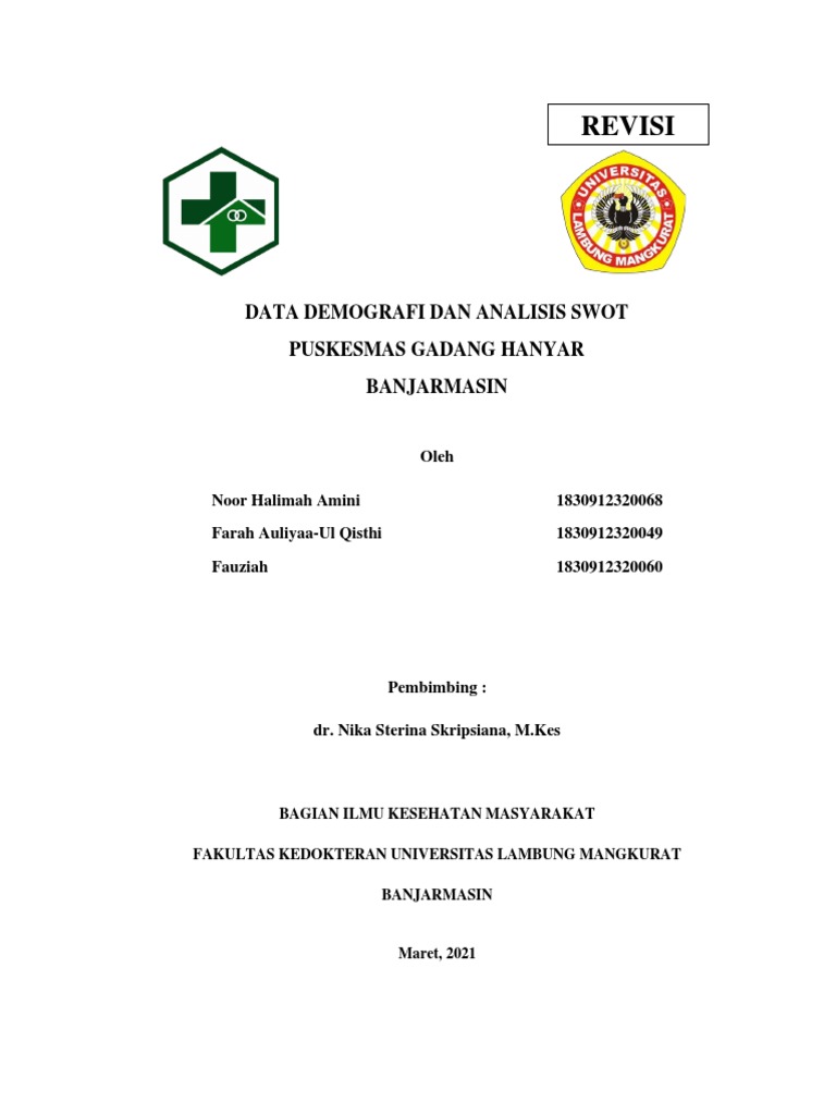 Revisi - Data Demografi Puskesmas Gadang Hanyar | PDF