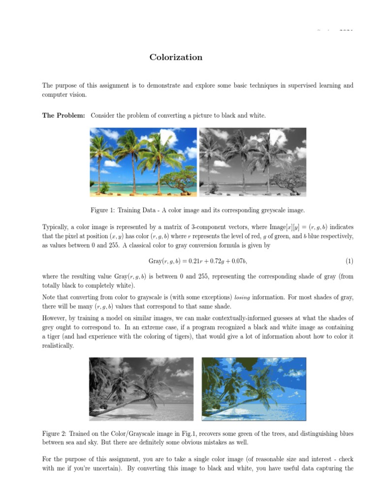 CS 440: Assignment 4 - Colorization | PDF | Grey | Algorithms