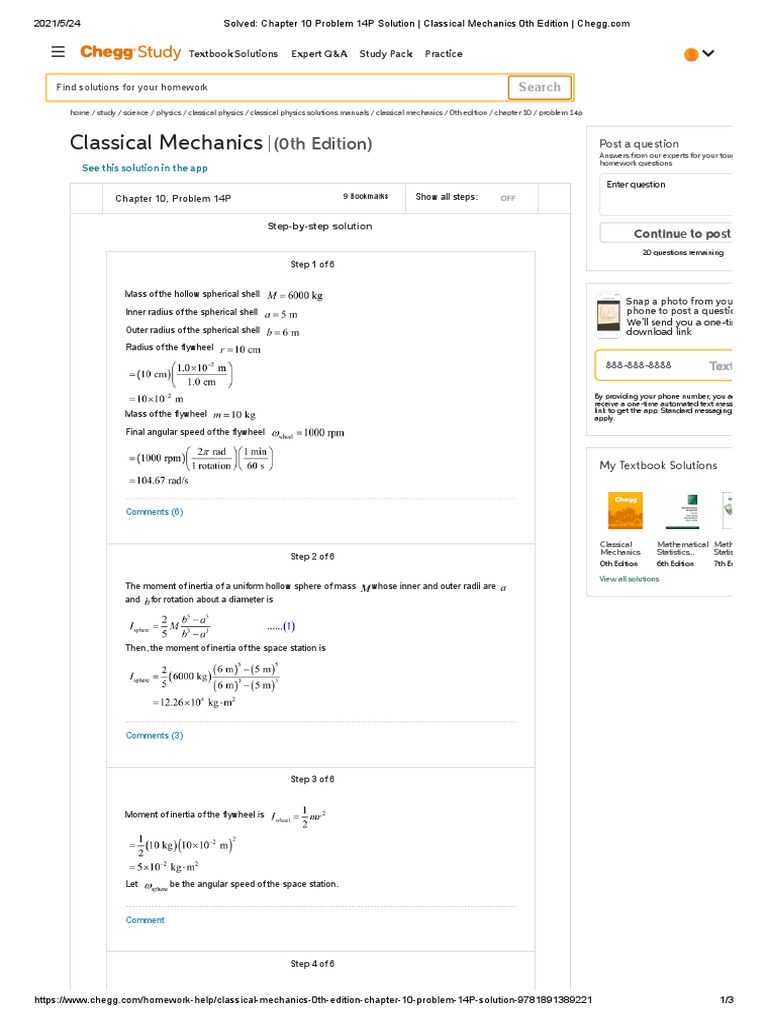 Solved - Chapter 10 Problem 14P Solution - Classical Mechanics 0th Edition | PDF | Sphere ...