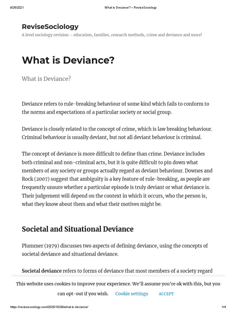What Is Deviance - ReviseSociology | PDF | Deviance (Sociology) | Crimes
