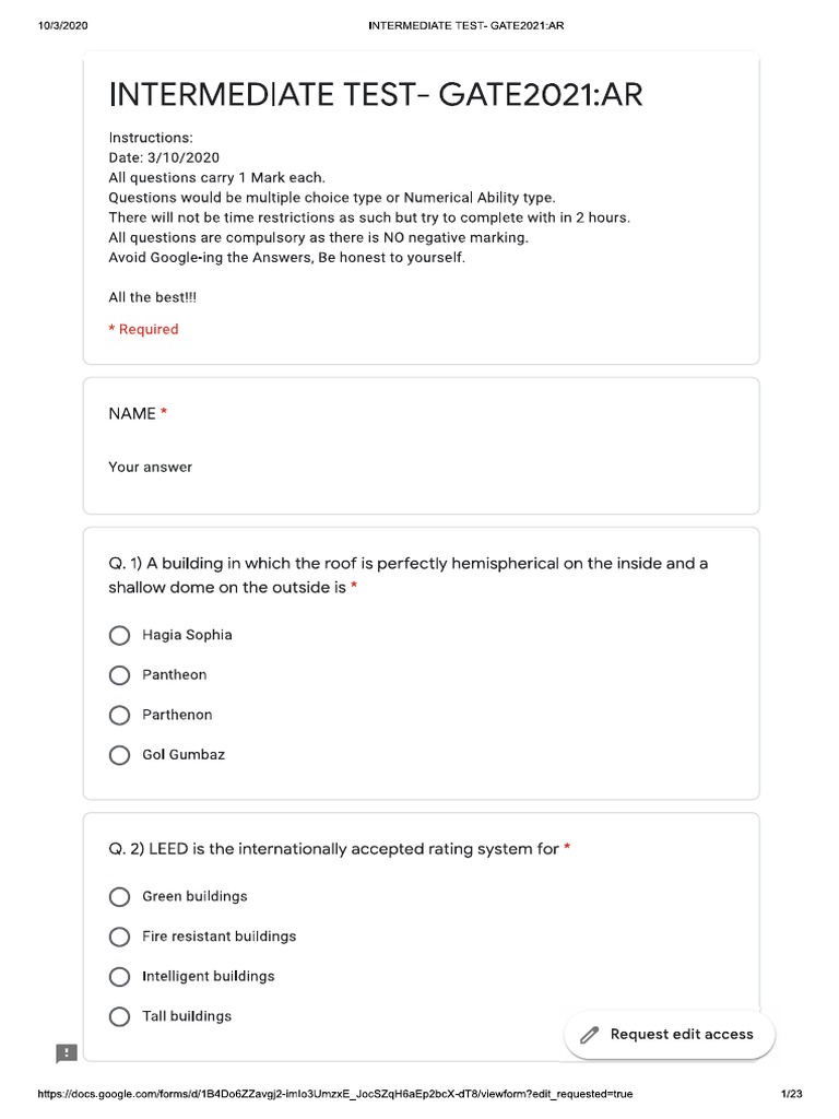 Intermidiate Question Paper | PDF