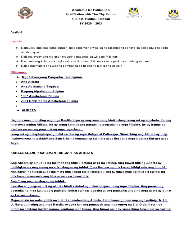 Module Week 6 Komunikasyon 2020 | PDF