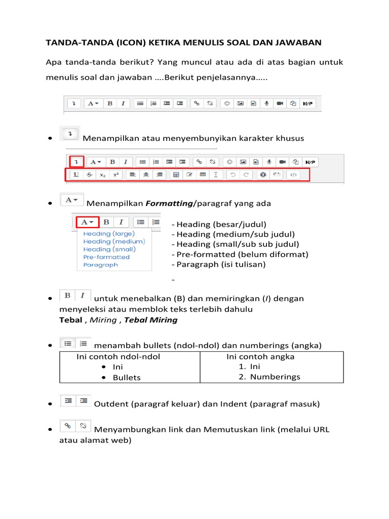 Tanda Icon untuk Menulis Soal | PDF