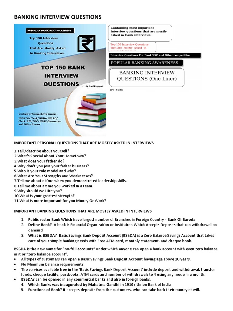 Banking Interview Questions: Important Personal Questions That Are ...