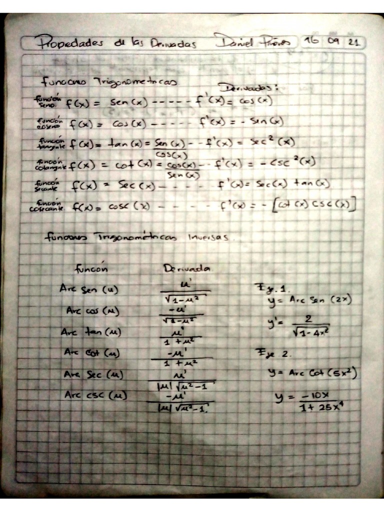 Propiedades de Las Derivadas - Daniel Germán Piñeros Briñez | PDF