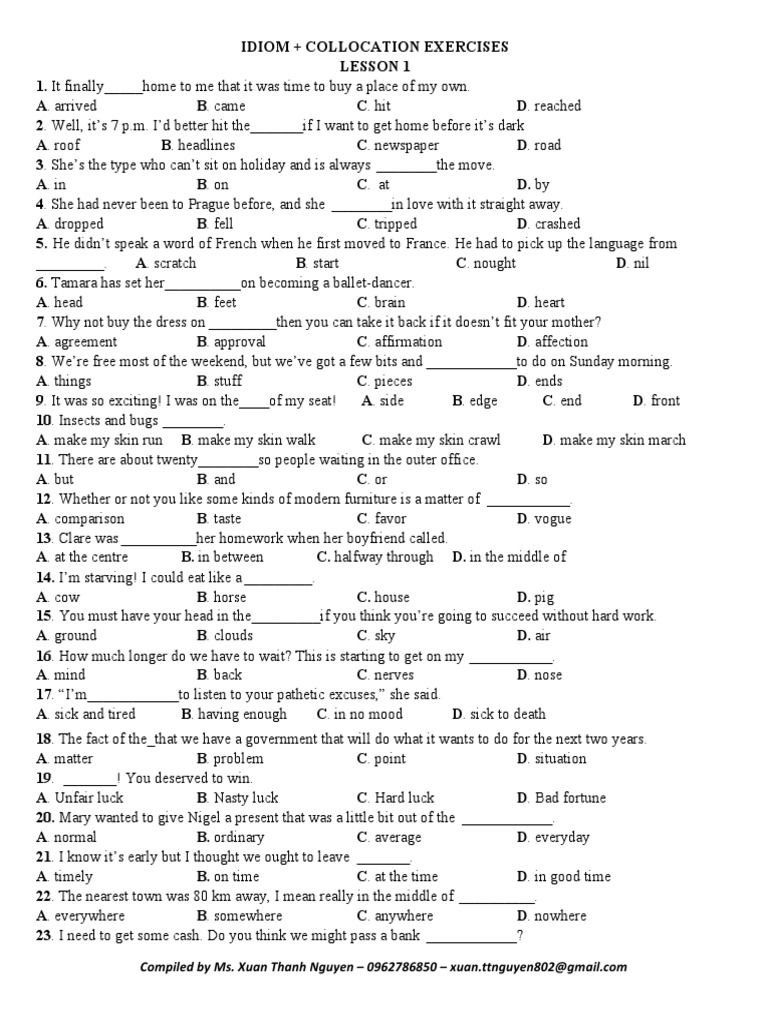 Idiom Collocation Phrasal Verb | PDF | Arm