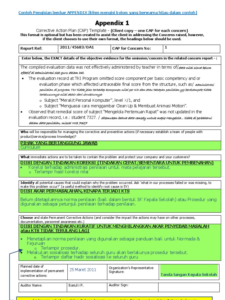 Contoh Pengisian Lembar APPENDIX | PDF | Cognition | Business