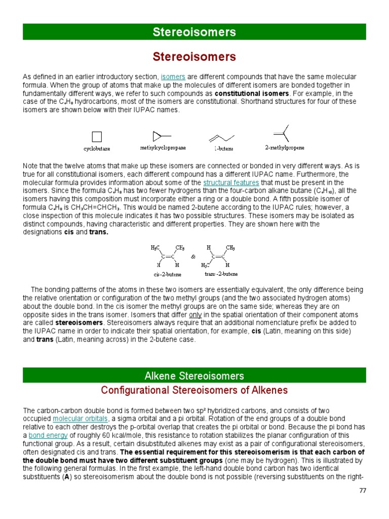 Stereoisomers Part 1 | PDF | Conformational Isomerism | Isomer