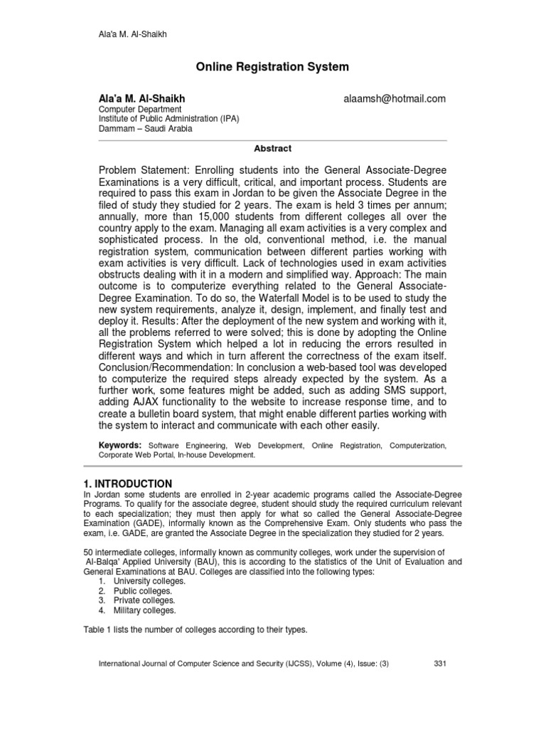 Online Registration System | PDF
