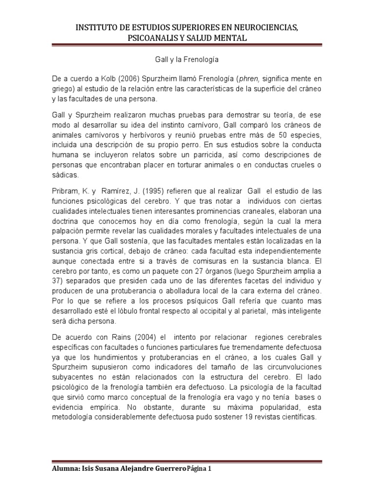 Gall y la Frenología | PDF | Cerebro | Sicología