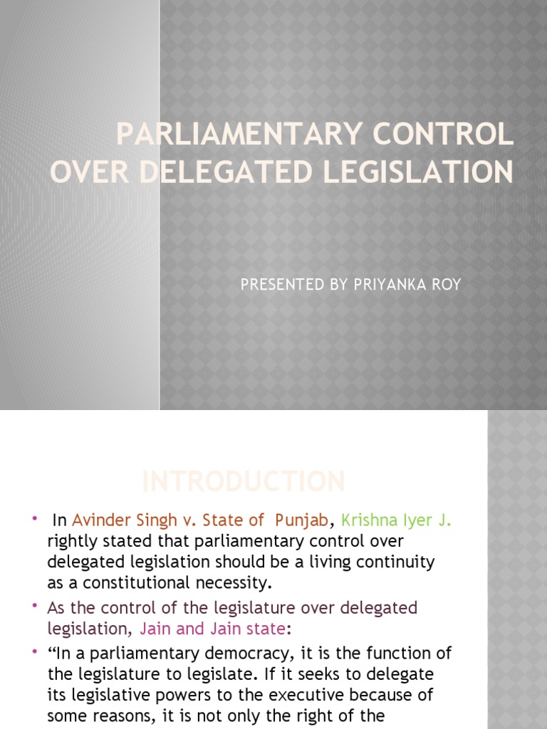 Parliamentary Control Over Delegated Legislation | PDF | Legal ...