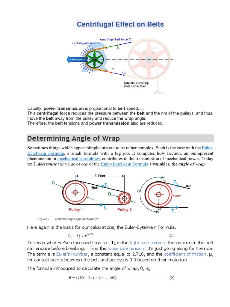 Centrifugal Effect On Belts: Determining Angle of Wrap | PDF | Belt ...