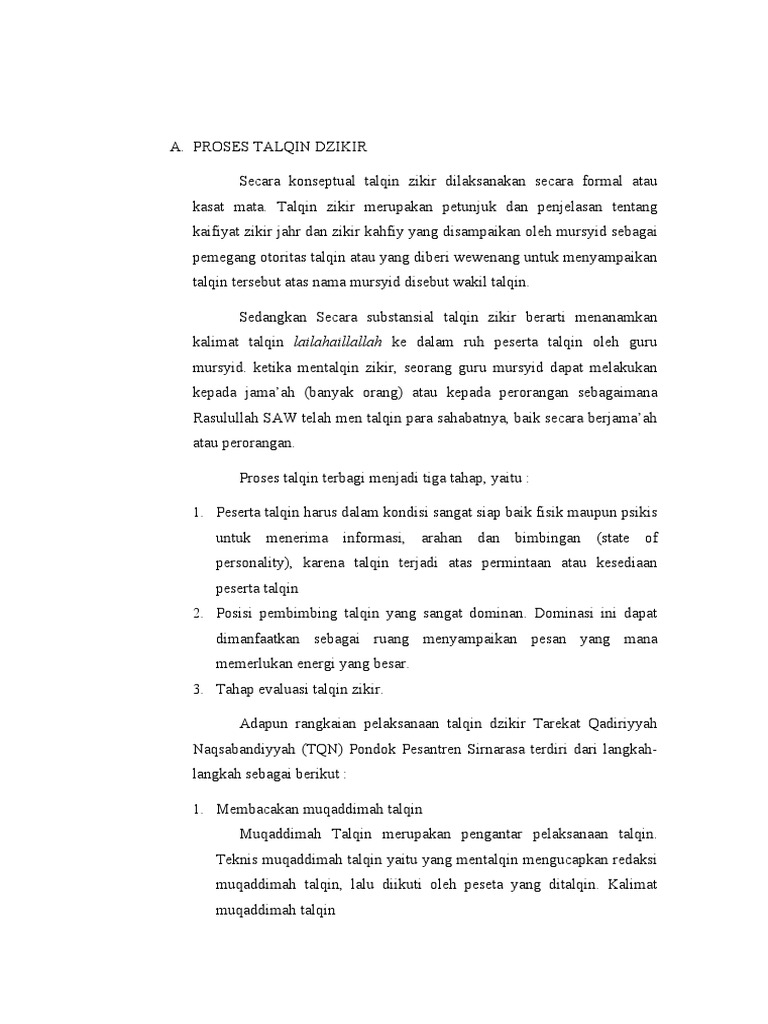 Proses Talqin Dzikir | PDF