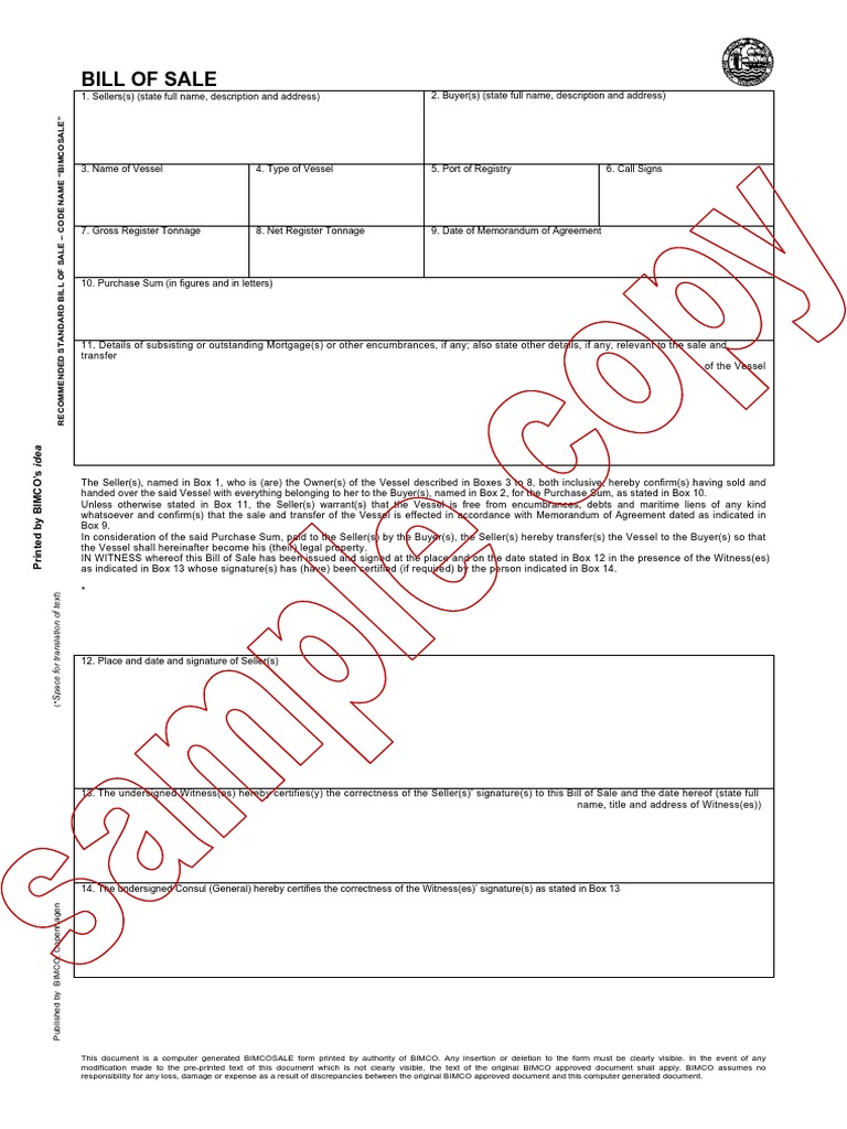 Sample Copy Bimcosale | PDF | Bill Of Sale | Property Law