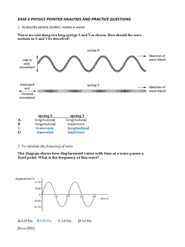 Ease 4 Physics Pointer Analyses and Practice Questions | PDF | Waves ...