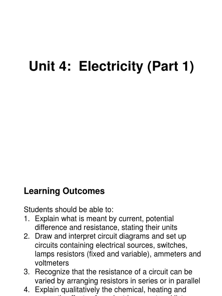 Phy Unit 4-Electricity | PDF | Series And Parallel Circuits | Voltage