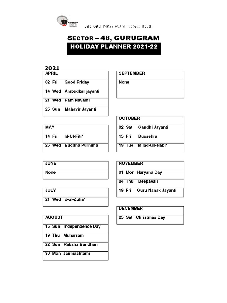 Students Holiday Planner 2021 22 | PDF
