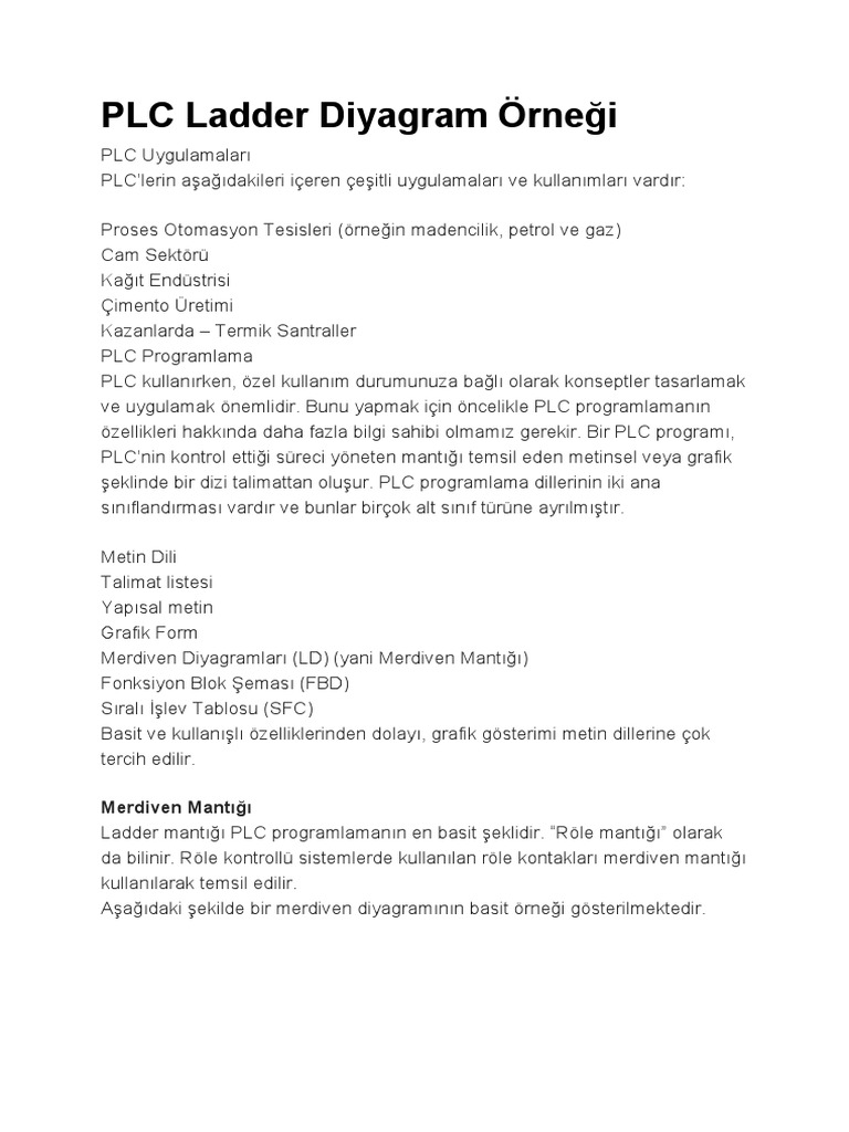 PLC Ladder Diyagram Örneği | PDF