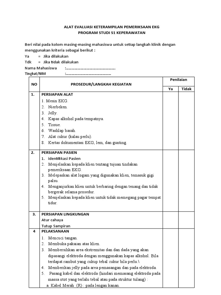 Daftar Tilik Ekg | PDF | Metode & Bahan Ajar | Sains & Matematika