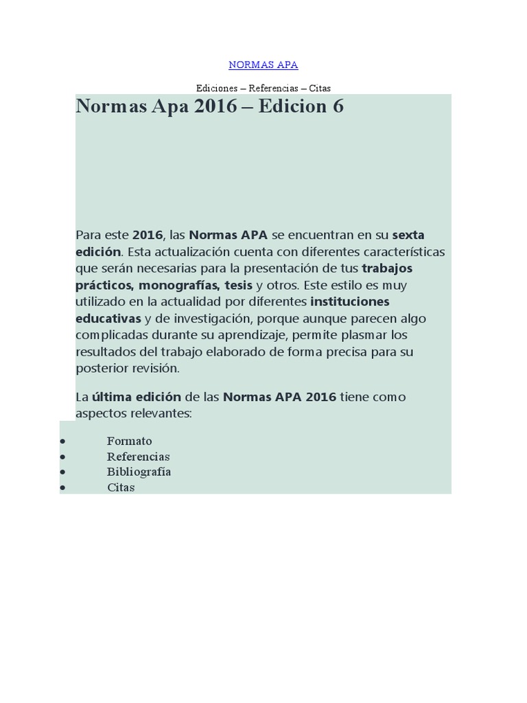 Normas Apa 6ta Edicion | PDF | Estilo apa | Bibliografía