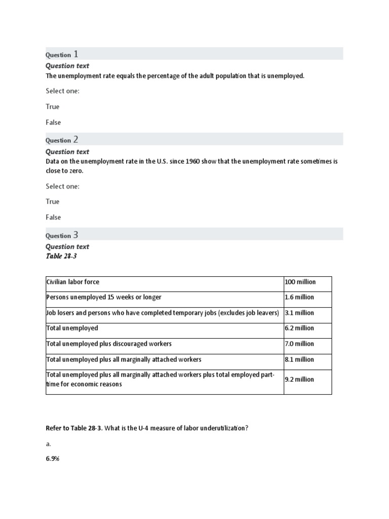 Labor Market Quiz | PDF | Social Science | Unemployment