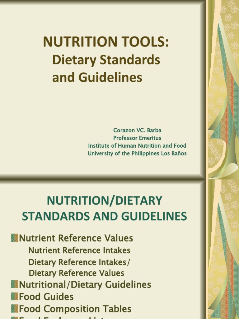 Nutrition Tools:: Dietary Standards and Guidelines | PDF | Nutrients ...