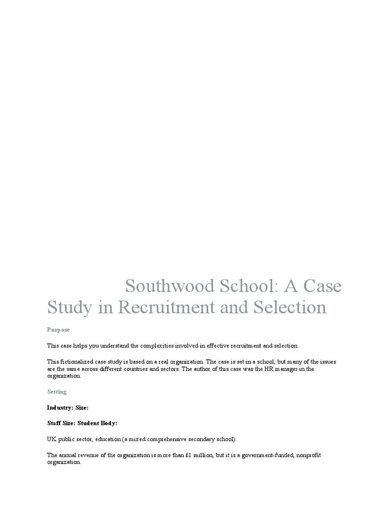 Case - Recruitment and Selection | PDF | Recruitment | Human Resource ...