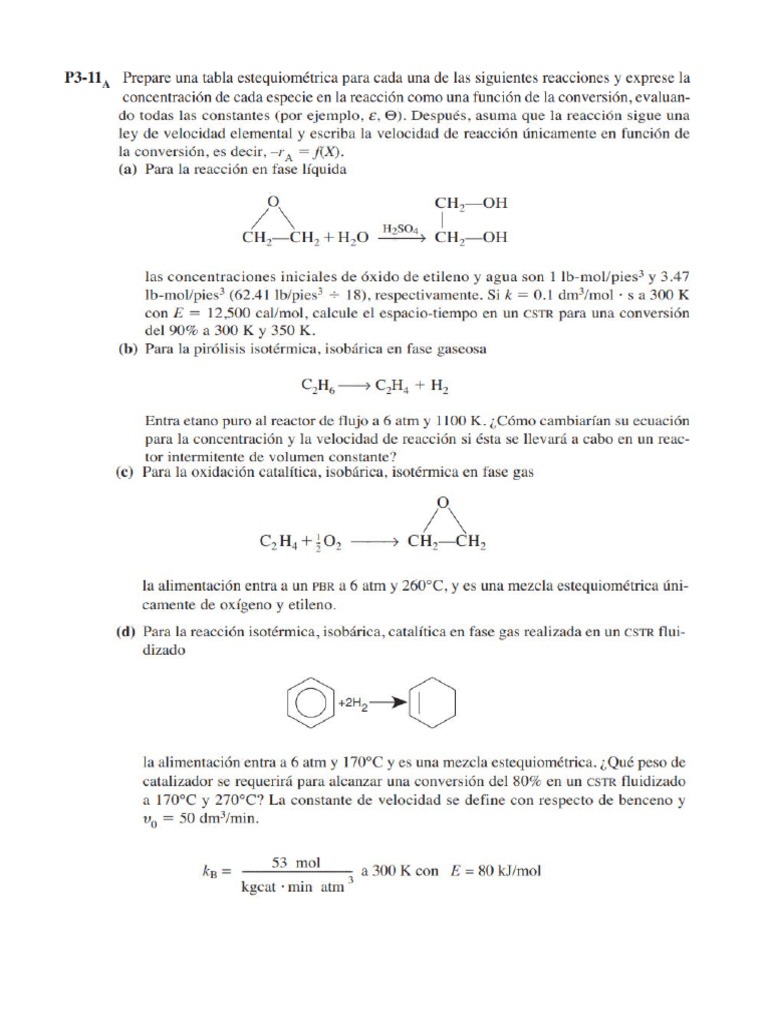 Ejercicio 3.11 Reactores | PDF | Cantidades fisicas | Cambio