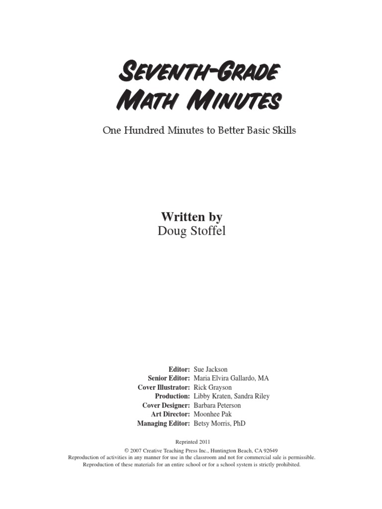 Math Minutes - 7th Grade | PDF