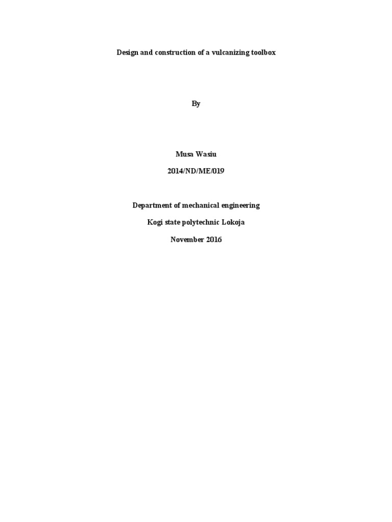 Vulcanizing Toolbox Design | PDF | Welding | Construction