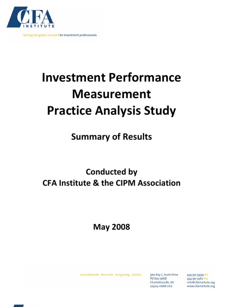 Investment Performance Measurement Practice Analysis Study: Summary of ...