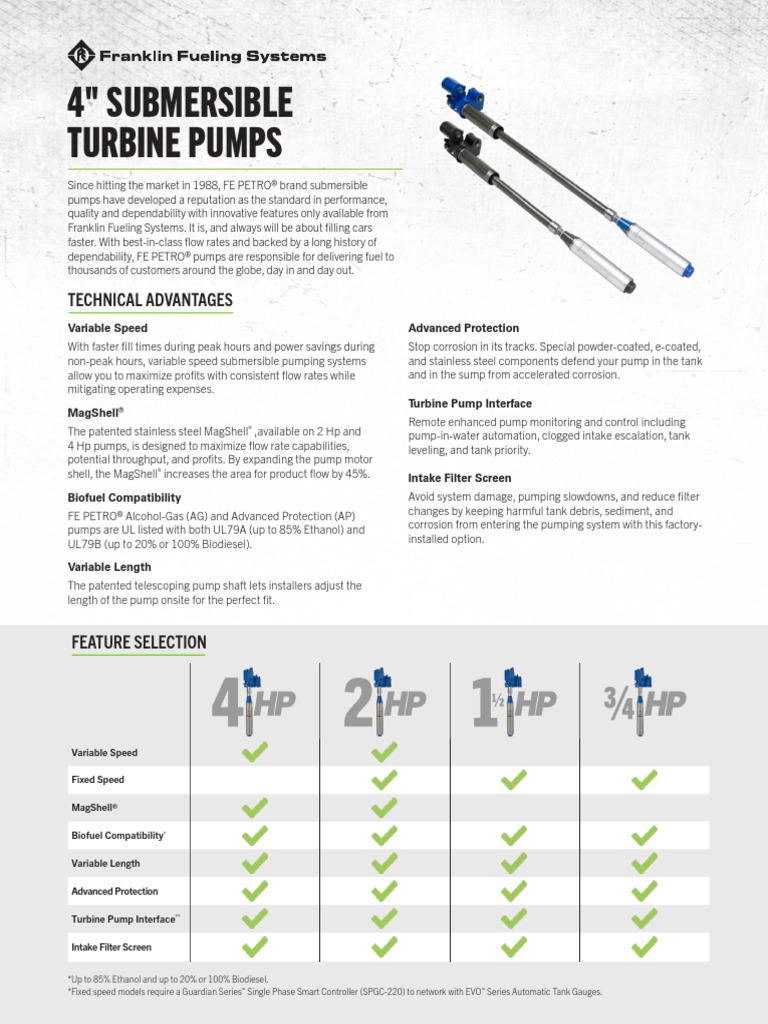 FFS-0801 (50Hz) Submersible Turbine Pumps Datasheet | PDF | Pump ...
