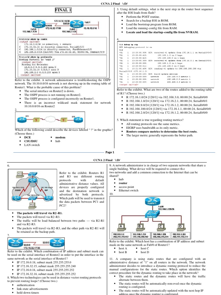 Ccna 2 Final | Download Free PDF | Router (Computing) | Routing