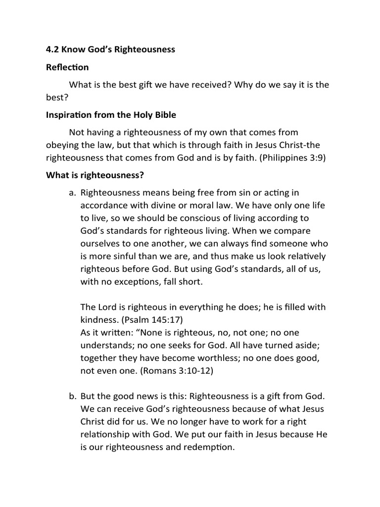 God's Righteousness: A Gift of Faith | PDF | Righteousness | God