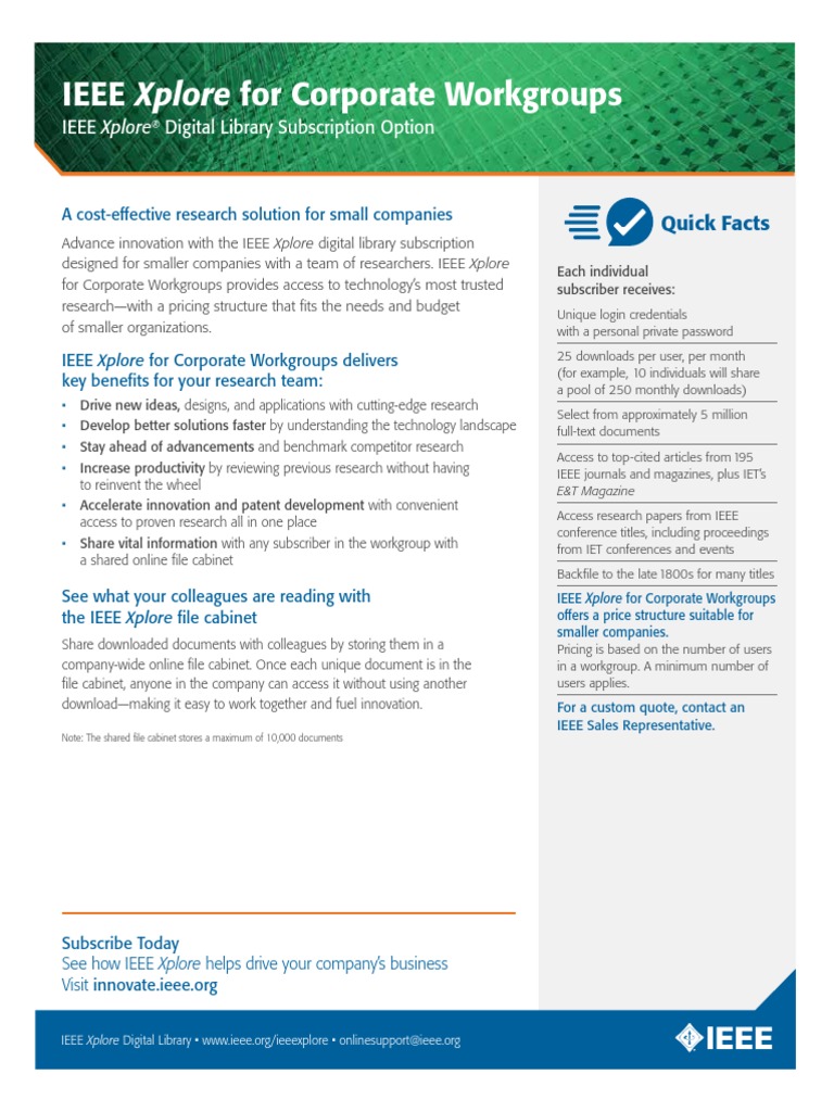 IEEE Xplore For Corporate Workgroups | PDF | Institute Of Electrical ...