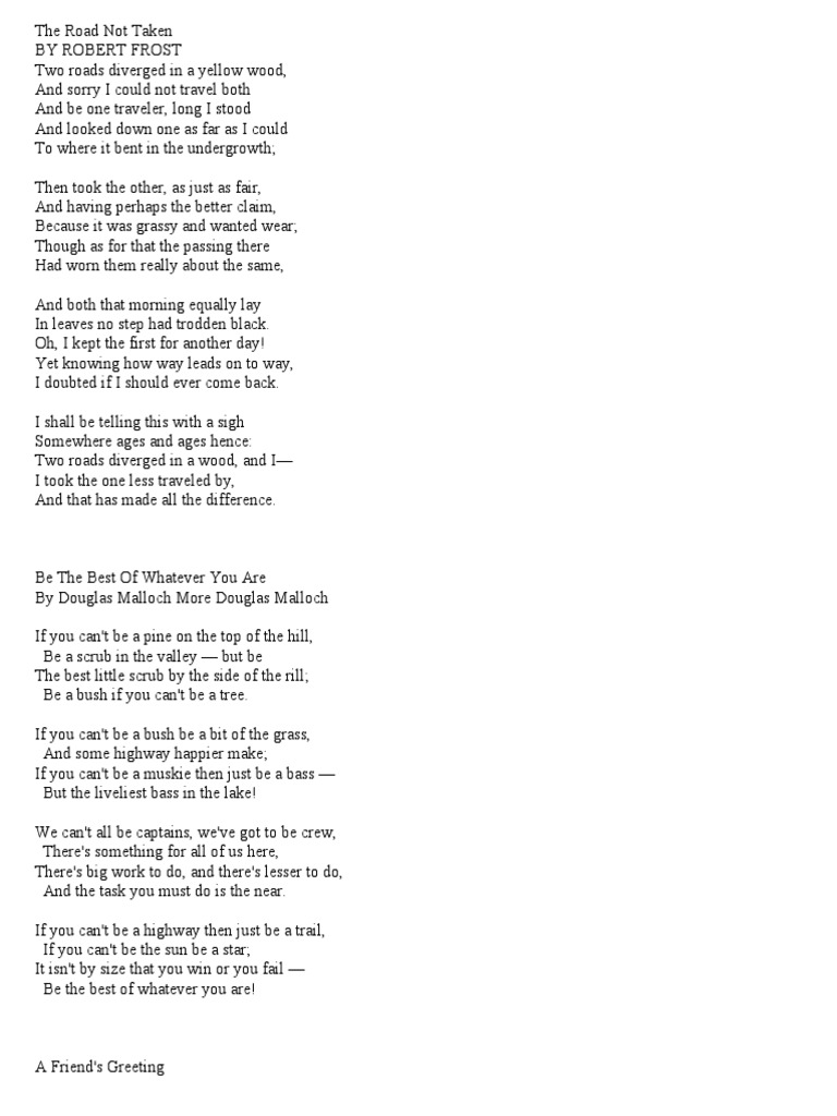 Classic Poems on Life and Friendship | PDF | Poetry