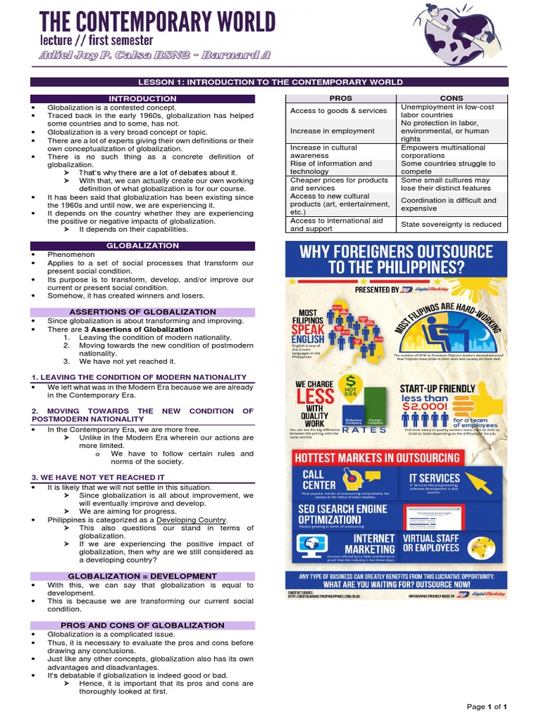 Lesson 1 - Introduction To The Contemporary World | PDF | Globalization ...
