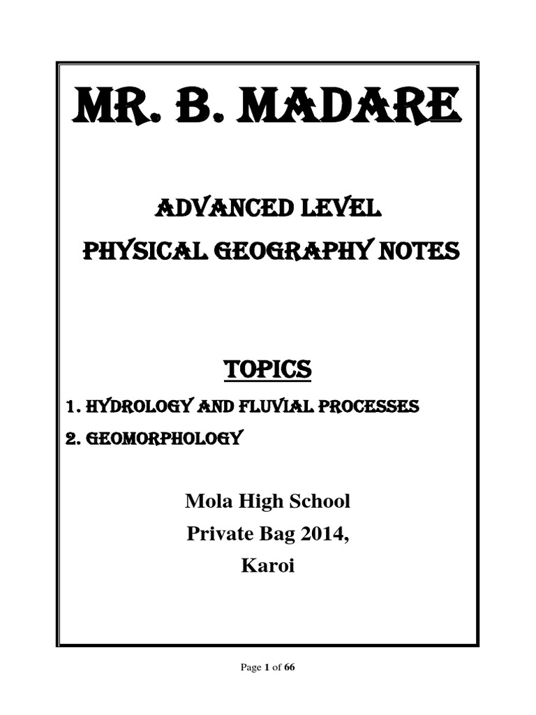 A Level Geography Notes 2 | PDF | Drainage Basin | Groundwater
