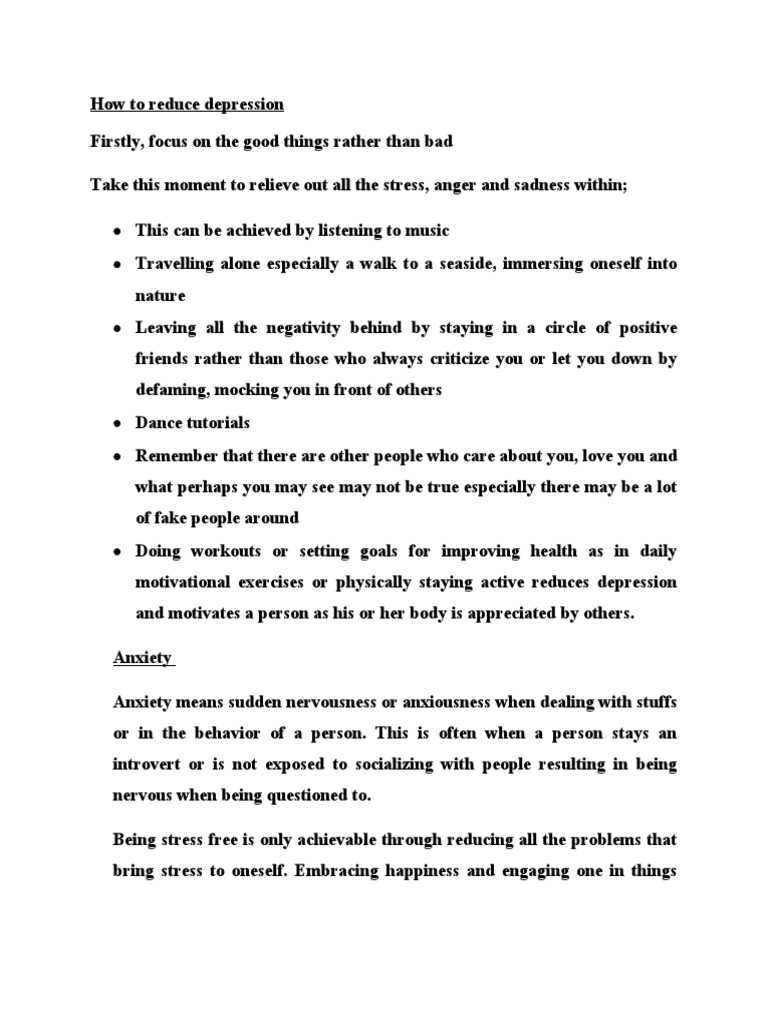 Effective Strategies to Reduce Depression | PDF