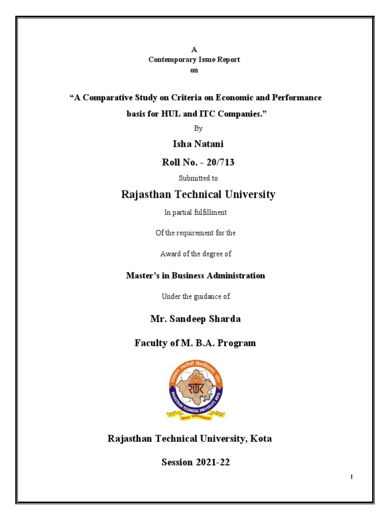 Comparative Study of HUL and ITC Performance | PDF | Sustainability ...