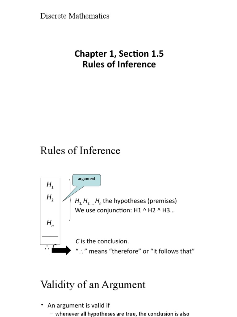 Chap 1, 1.5 Rules of Inference | PDF | Argument | Inference