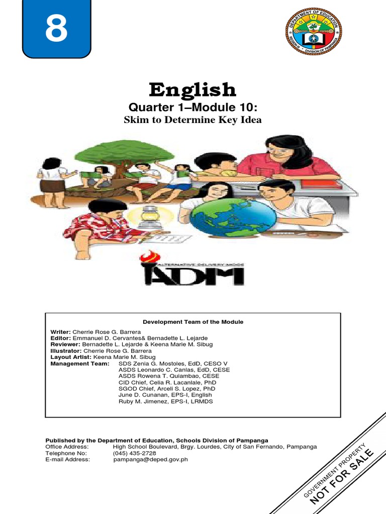 English8 Q1 Mod10 Skim To Determine Key Ideas v1 | PDF | Speed Reading ...