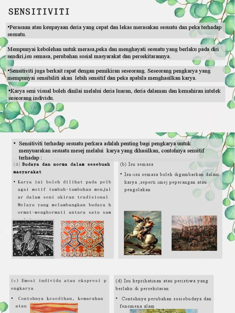 SENSITIVITI (Peranan Seni Visual Tingkatan 6) | PDF