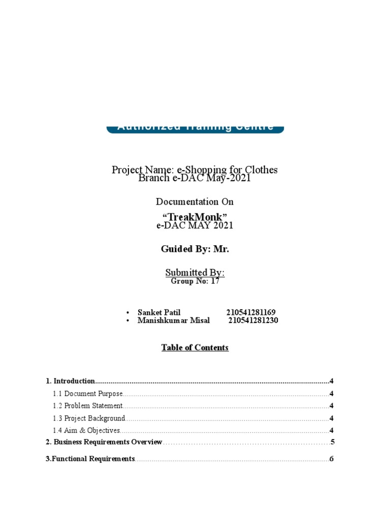 Project Report - E-Shopping For Clothes | PDF | Online Shopping | Websites