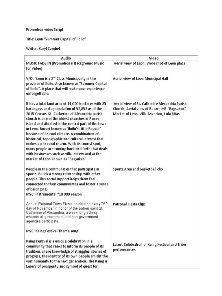 Promotion Video Script | PDF