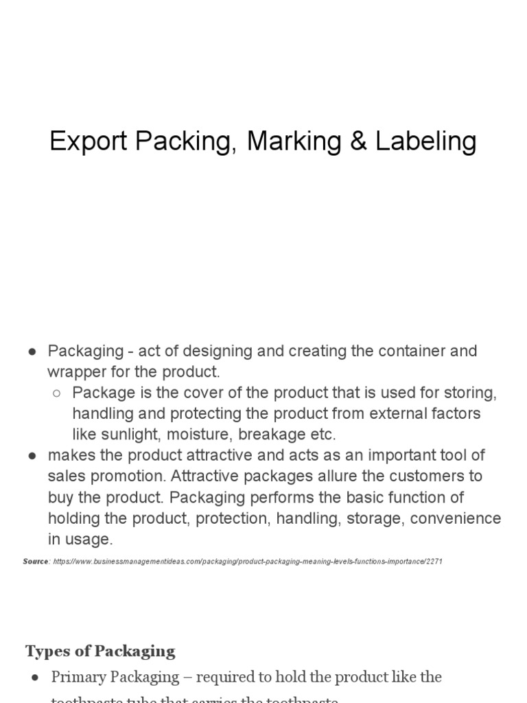 Export Packing, Marking & Labeling | PDF