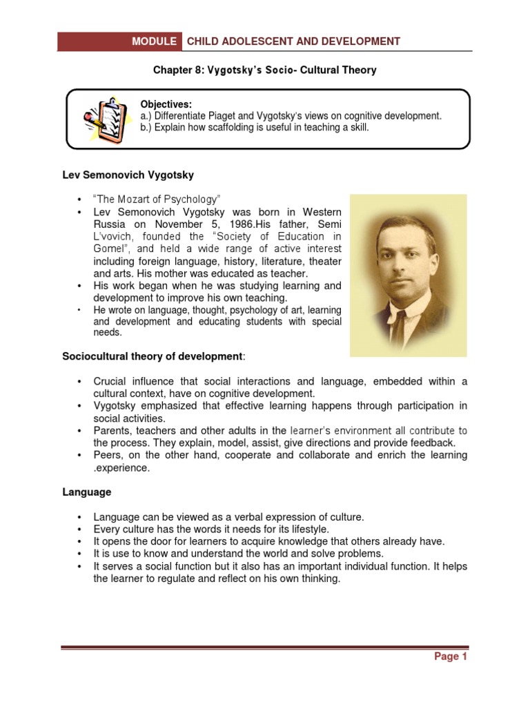 CHAPTER 8 - Vygotsky's Socio - Cultural Theory | PDF ...