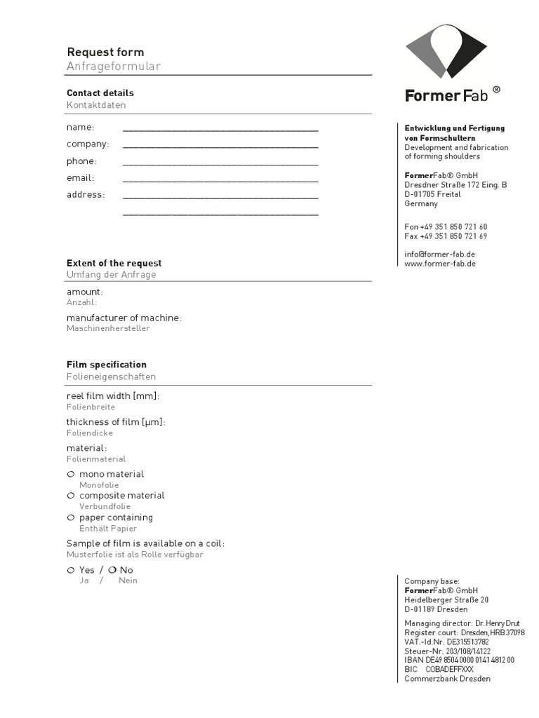 Request Forming Parts FormerFab | PDF